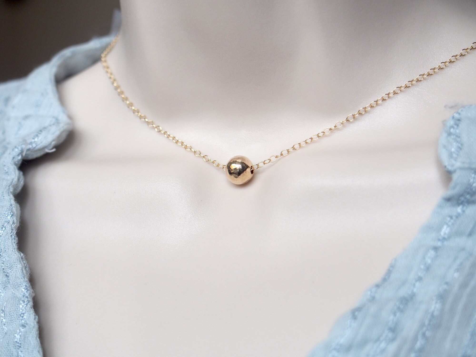 Hammered Ball Layering Necklace, Ball Choker Necklace, Gold Ball ...