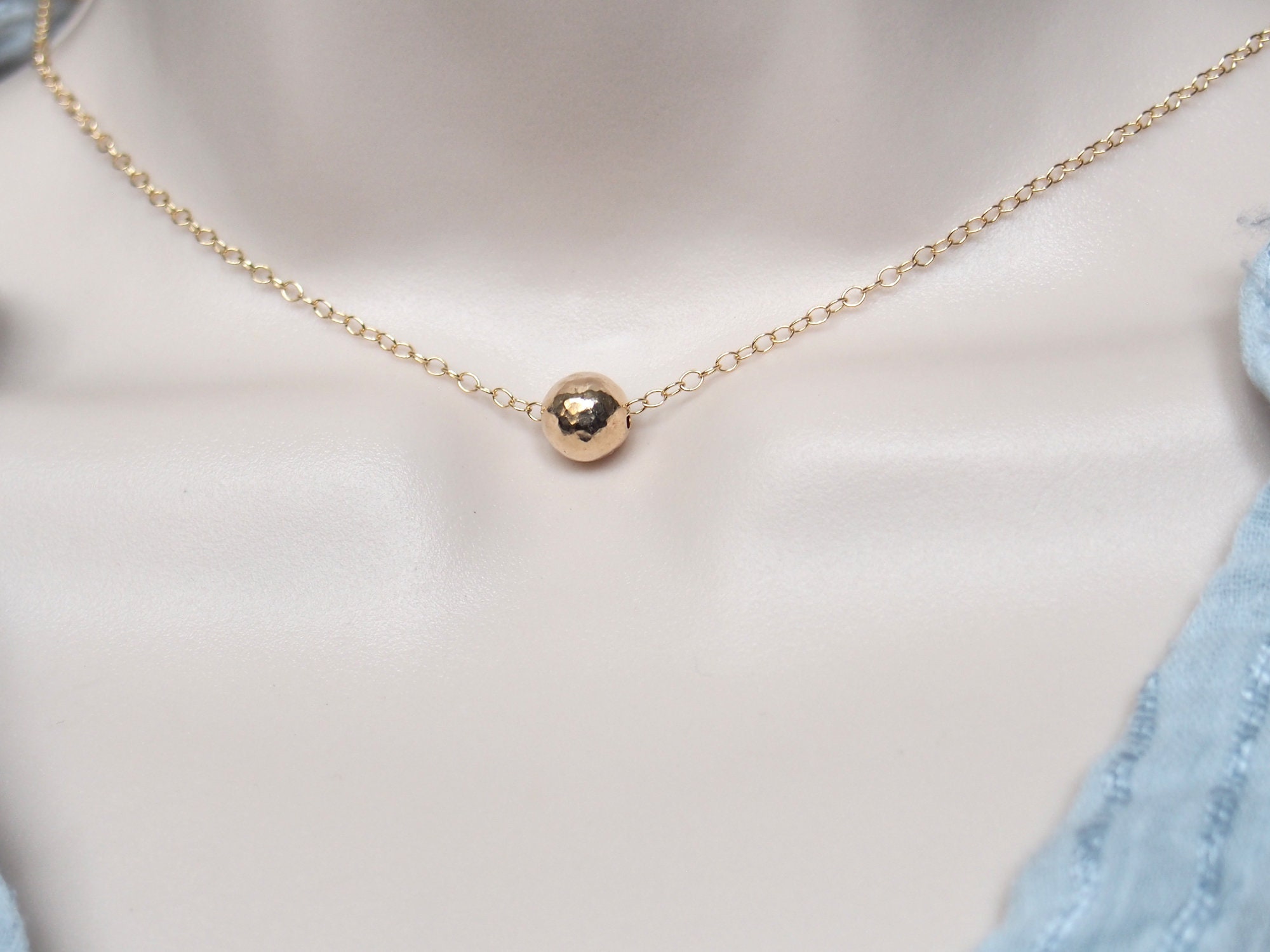 Hammered Ball Layering Necklace, Ball Choker Necklace, Gold Ball ...