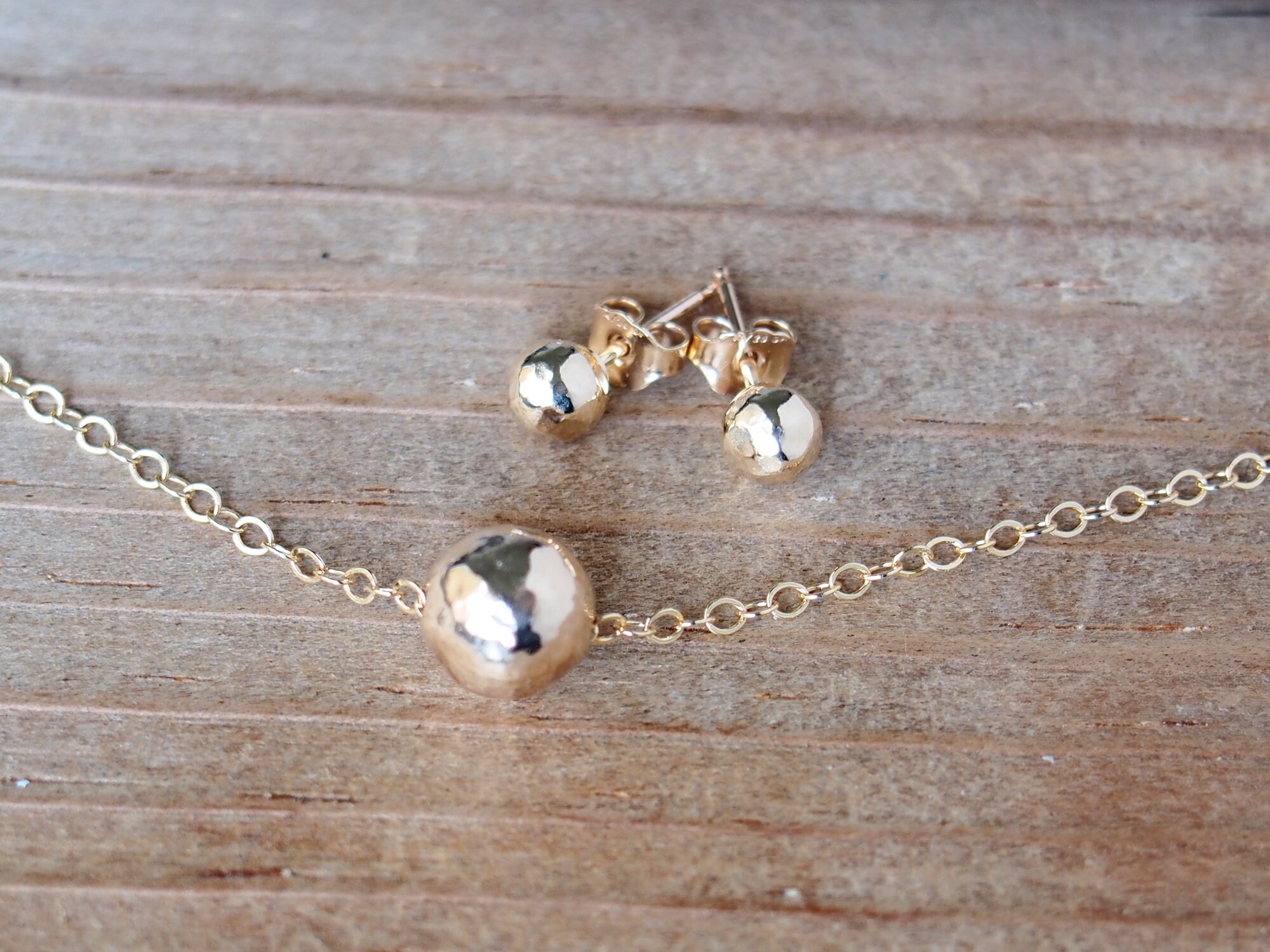 Hammered Ball Layering Necklace, Ball Choker Necklace, Gold Ball ...