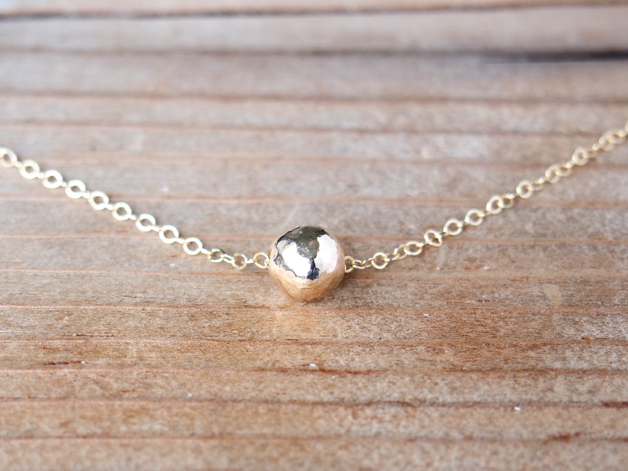 Hammered Ball Layering Necklace, Ball Choker Necklace, Gold Ball ...