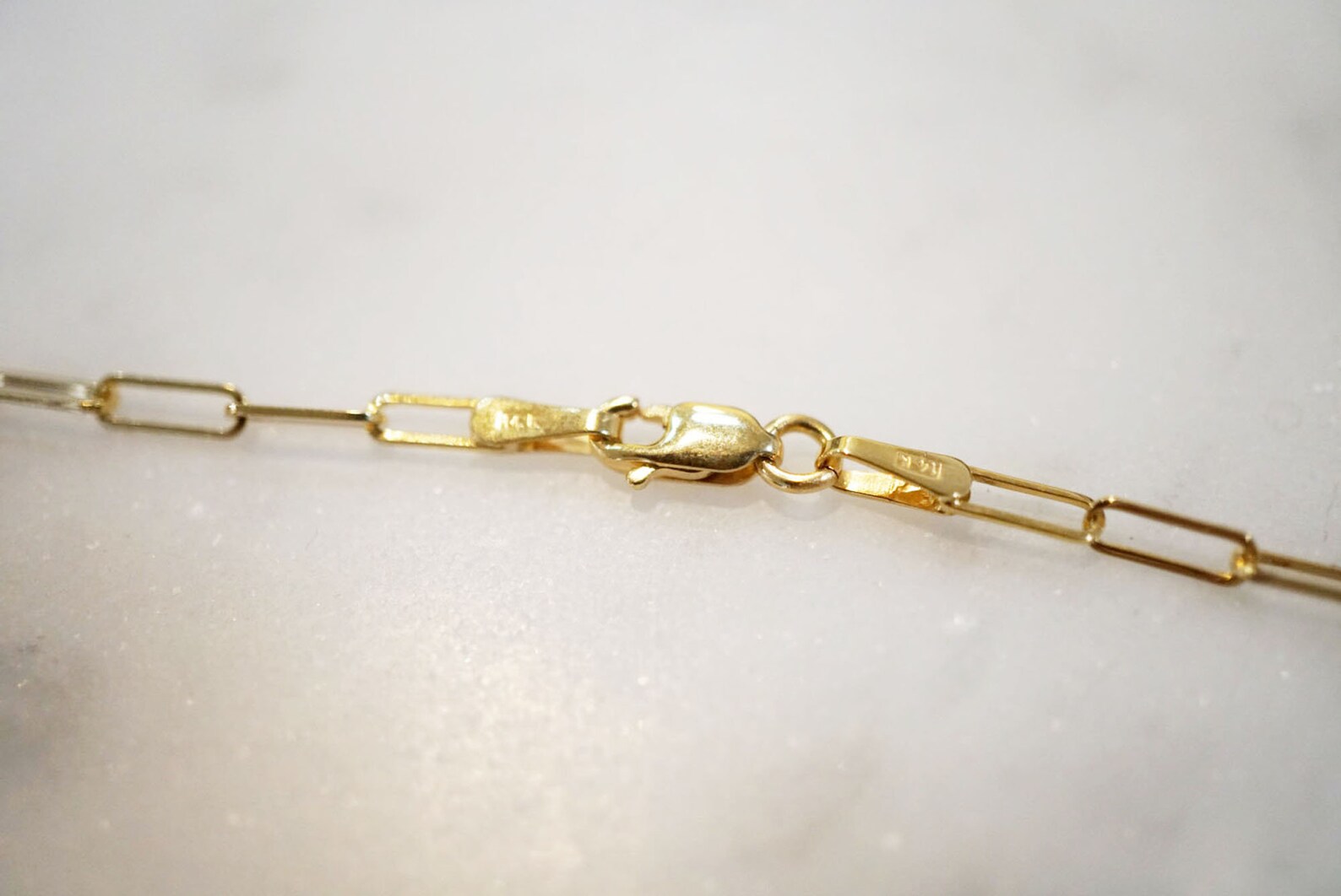 14K Solid Gold Paper Clip Chain Necklace / 16 Solid - Etsy