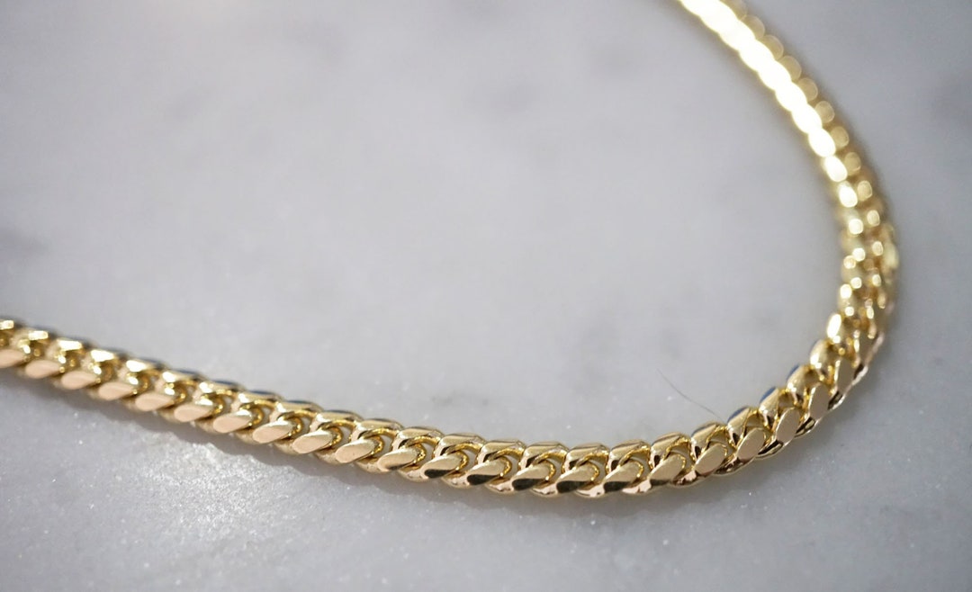 10K Solid Gold Miami Cuban Chain / Yellow Gold Chain / Cuban Necklace ...