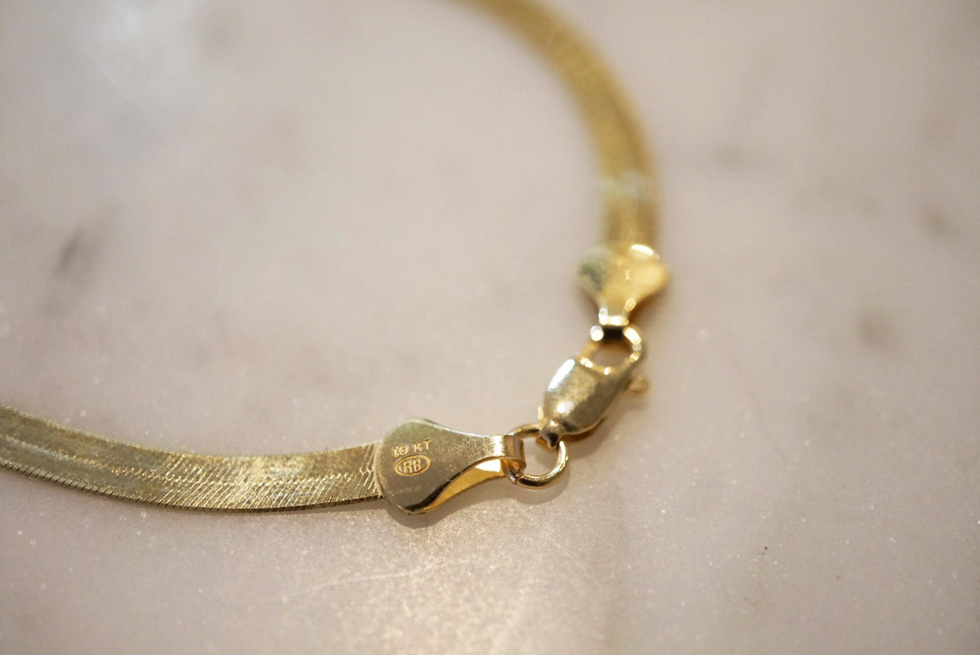 10K Solid Gold Herringbone Chain / Solid Yellow Gold Chain / - Etsy