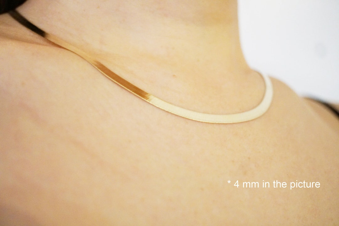 10K Solid Gold Herringbone Chain / Solid Yellow Gold Chain ...