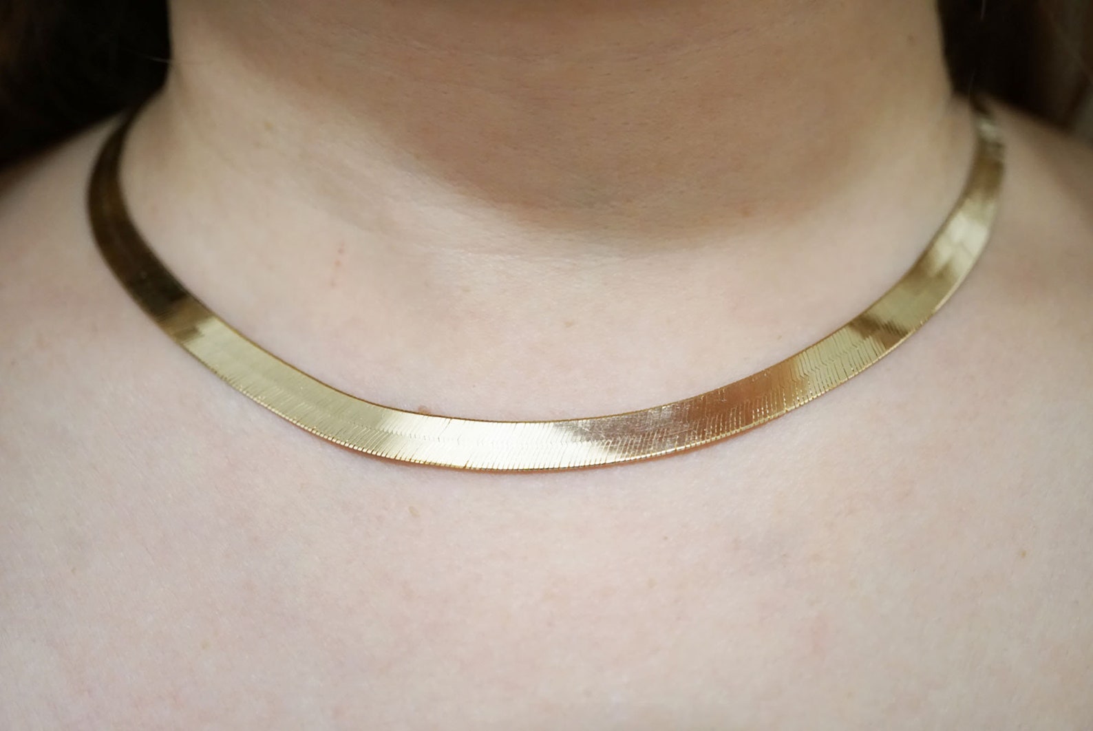 10K Solid Gold Herringbone Chain / Solid Yellow Gold Chain / | Etsy