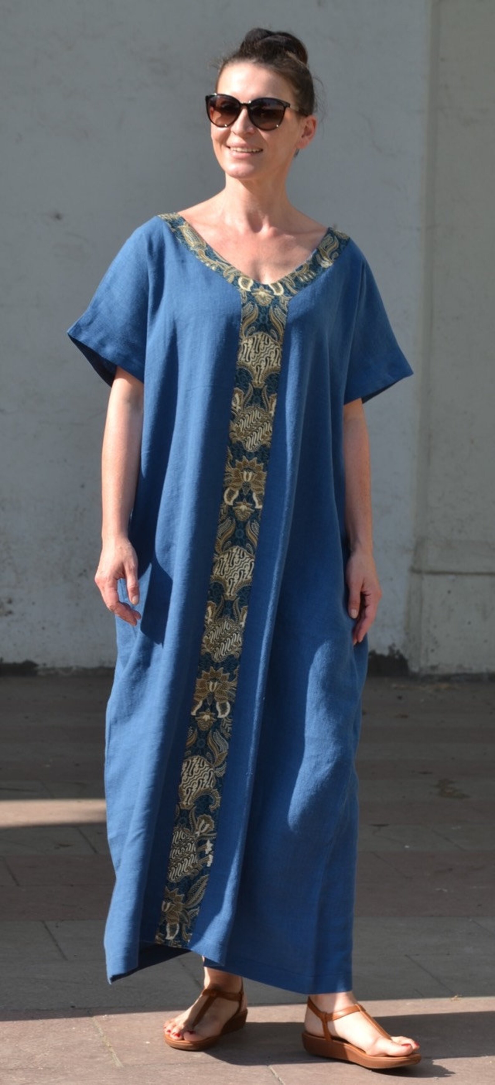 Linen Dress.bali Collection.cornflower Color Linen Boho - Etsy