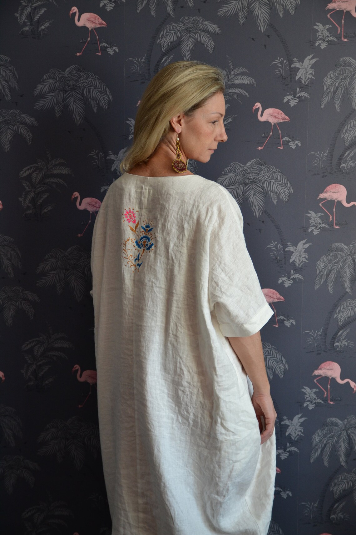 Fabulous Flowers Dress.embroidered Linen Dress.linen Boho - Etsy