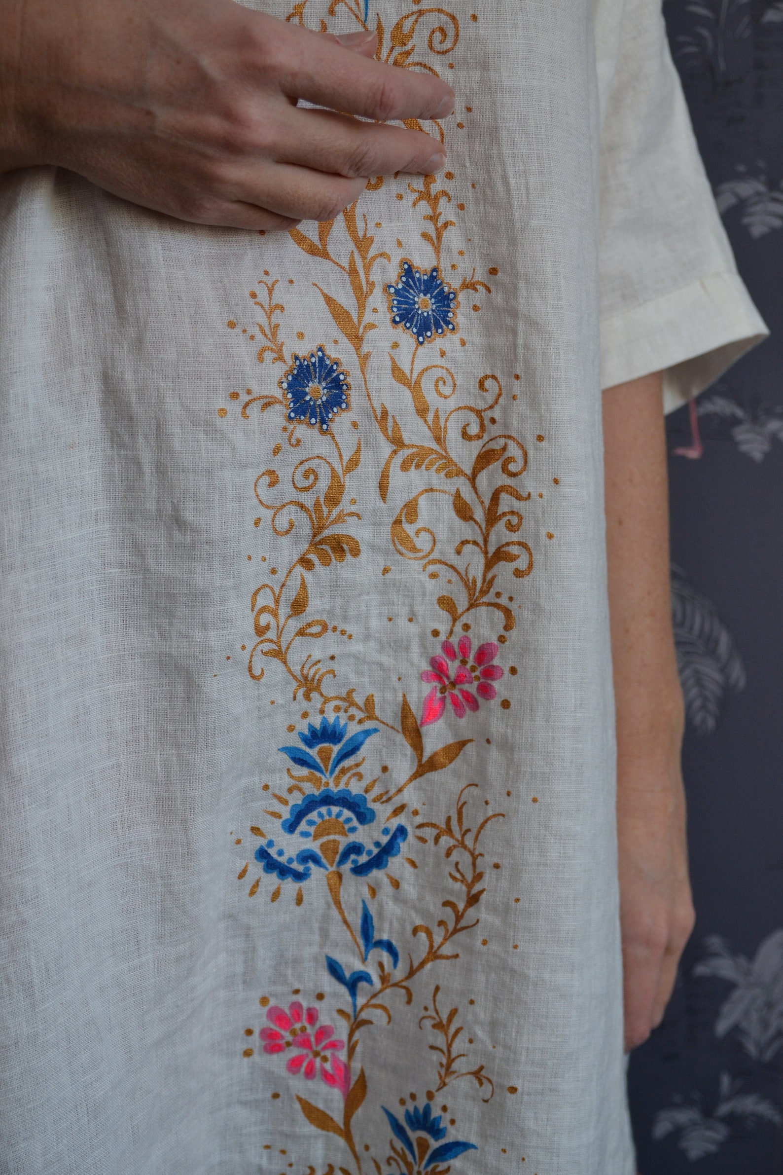 Fabulous Flowers Dress.embroidered Linen Dress.linen Boho - Etsy
