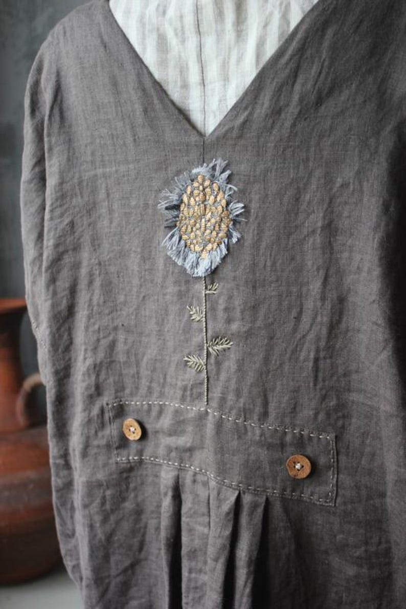 Custom Embroidered Linen Dust Coat | Handmade Wearable Art | Made to ...