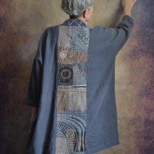 Japanese Collection.custom Sashiko Embroidered Linen Dust Coat ...