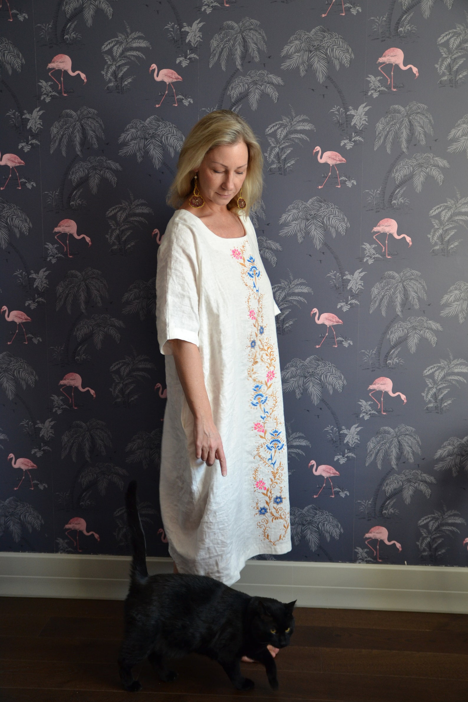 Fabulous Flowers Dress.embroidered Linen Dress.linen Boho - Etsy