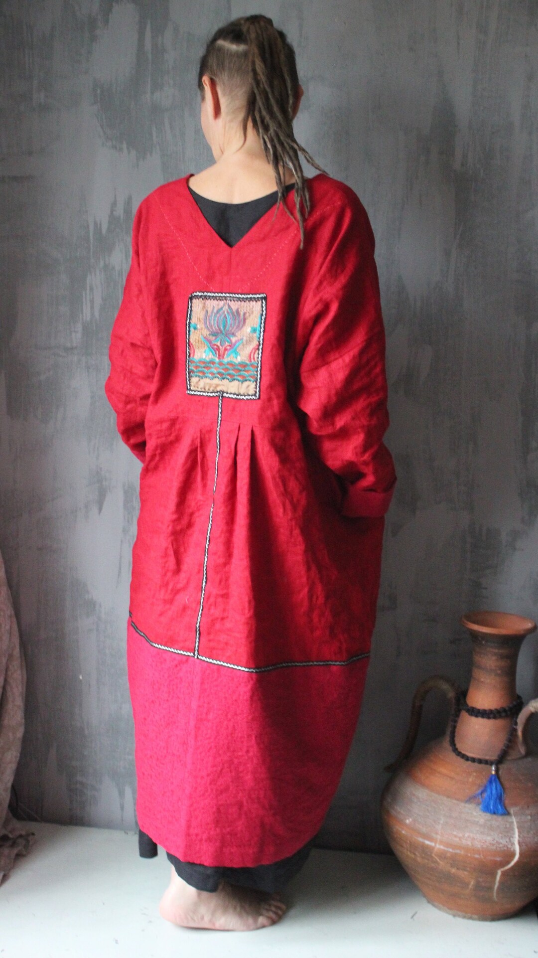 Linen Boho Coat. Luxurious Red. Linen Cardigan. - Etsy