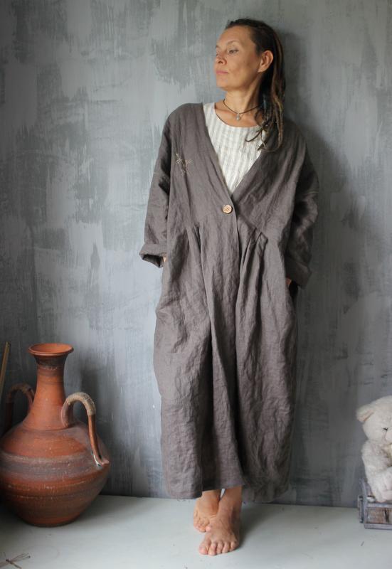Custom Embroidered Linen Dust Coat | Handmade Wearable Art | Made to ...