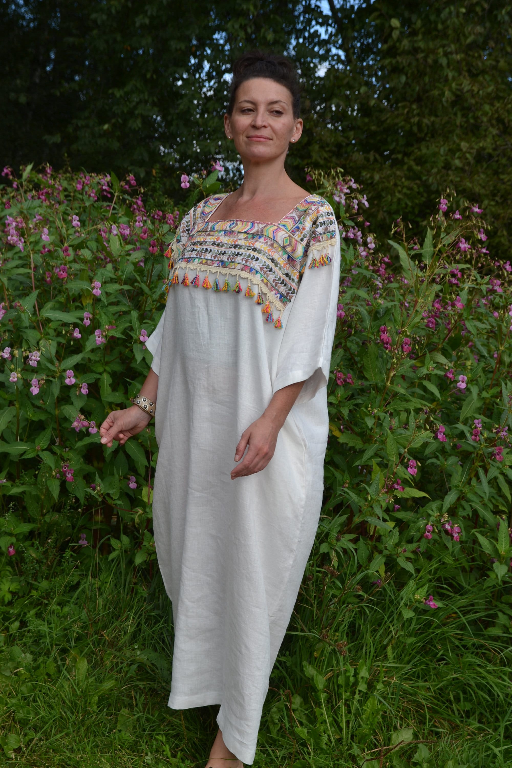 Embroidered Linen Dress: Mexican Boho Designer Gown - Etsy
