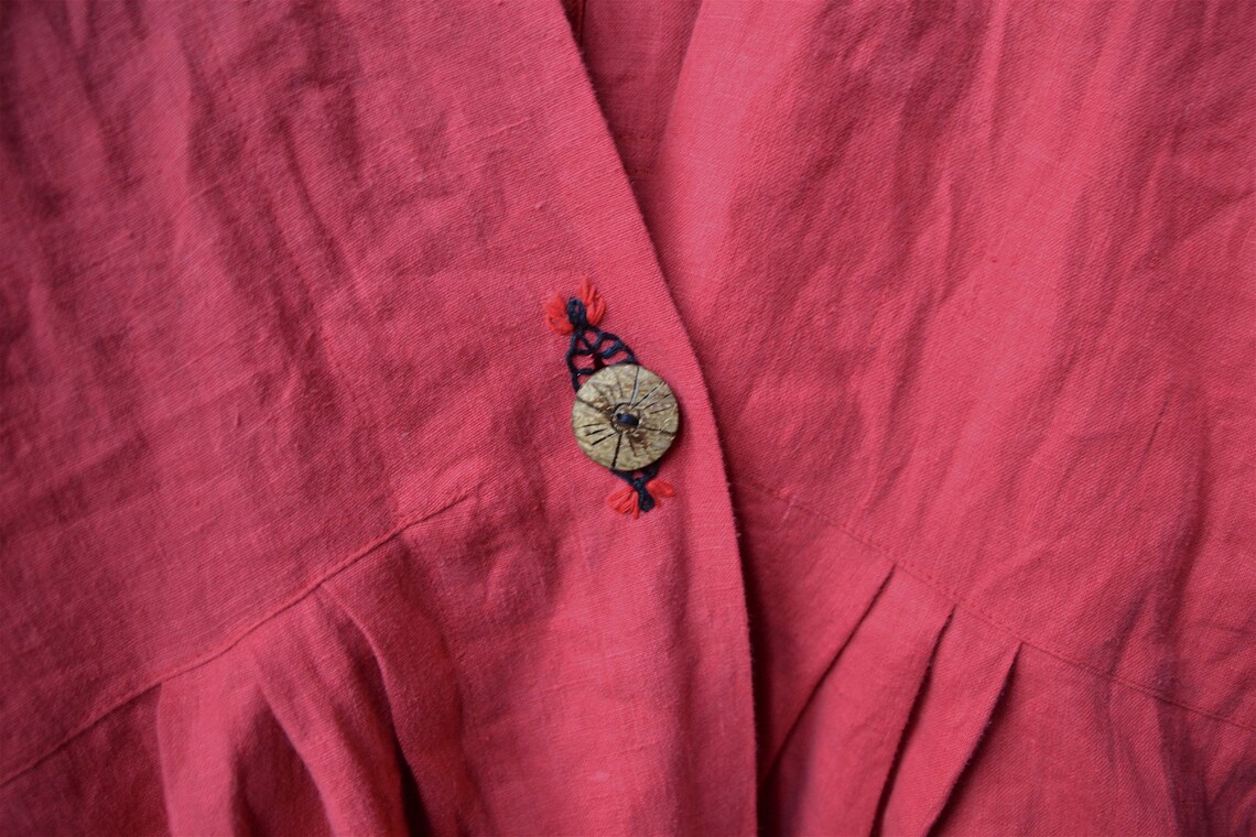Linen Boho Coat. Luxurious Red. Linen Cardigan. - Etsy