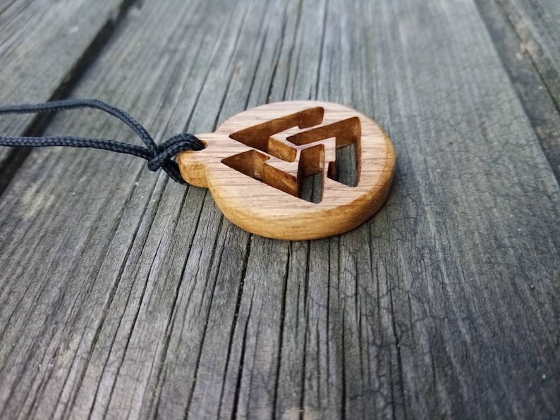 Valknut Pendant Necklace Wooden Valknut Pendant Viking | Etsy