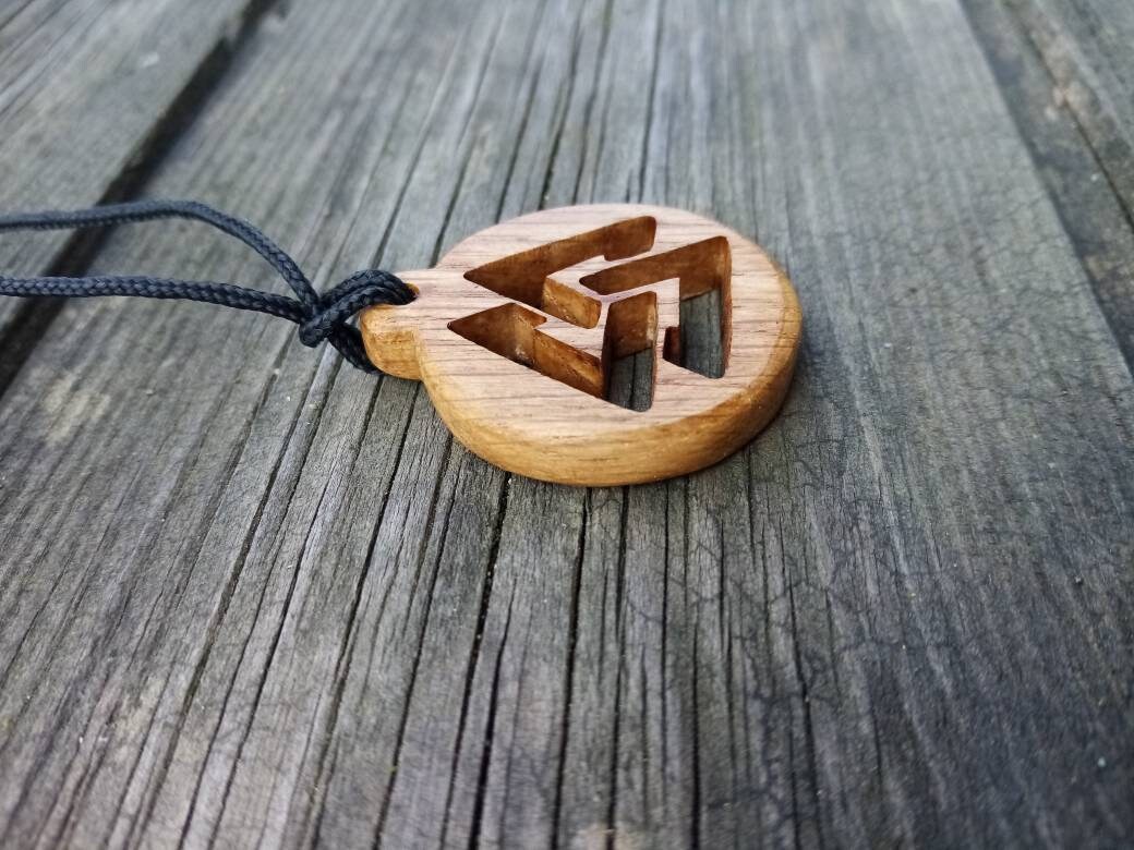 Valknut Pendant Necklace Wooden Valknut Pendant Viking - Etsy