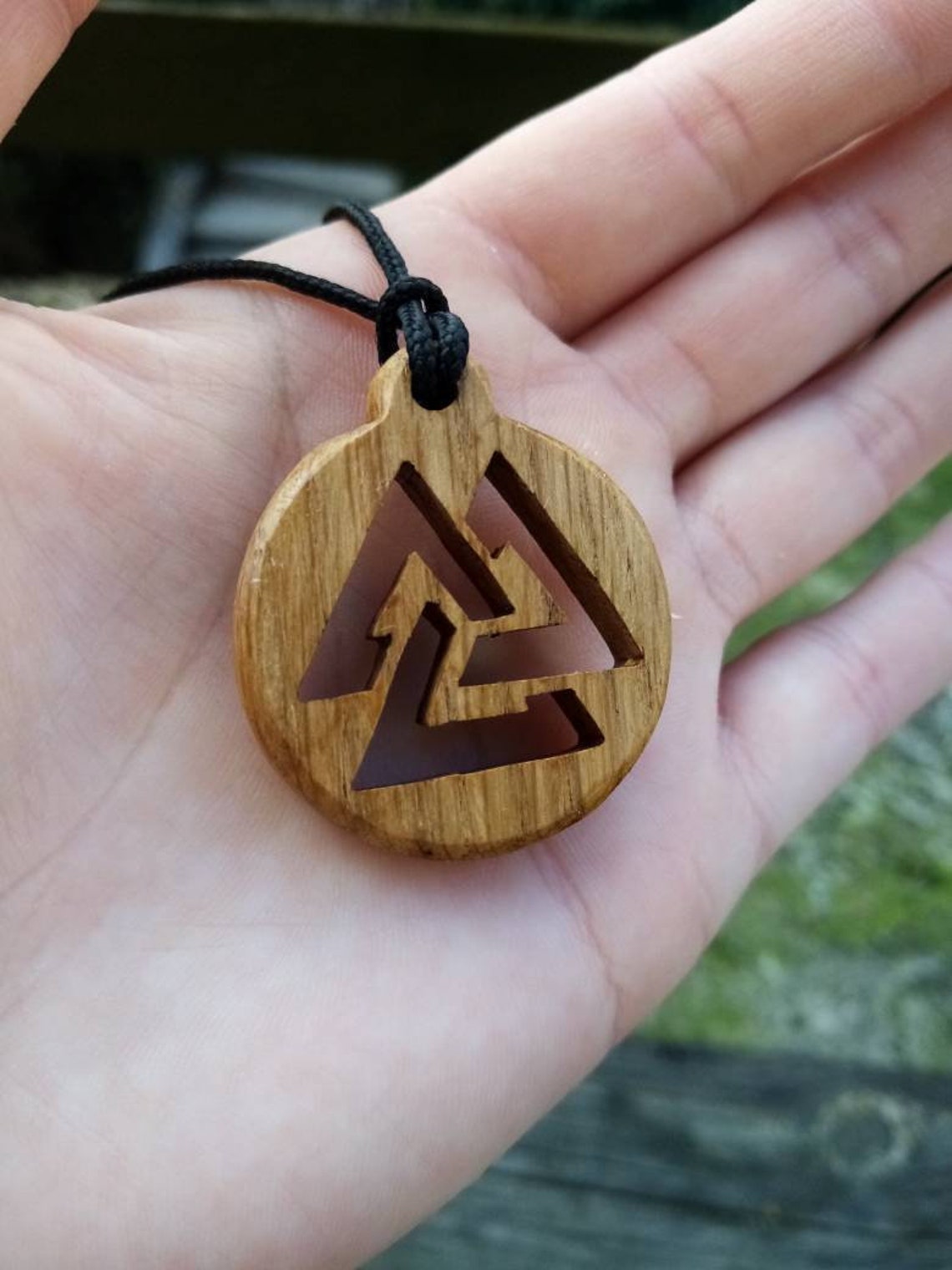 Valknut Pendant Necklace Wooden Valknut Pendant Viking | Etsy