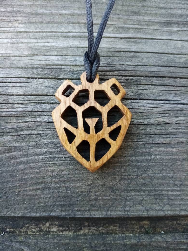 Bear Pendant Necklace Geometric Bear Necklace Pendant Wooden - Etsy UK