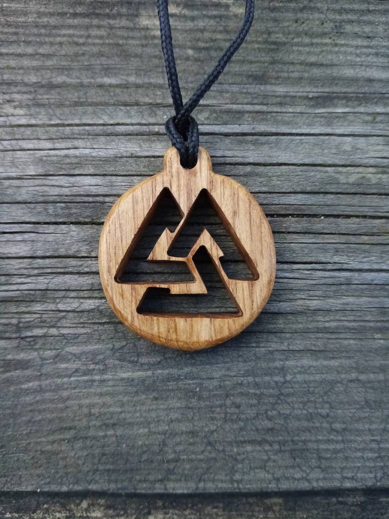 Valknut Pendant Necklace Wooden Valknut Pendant Viking - Etsy