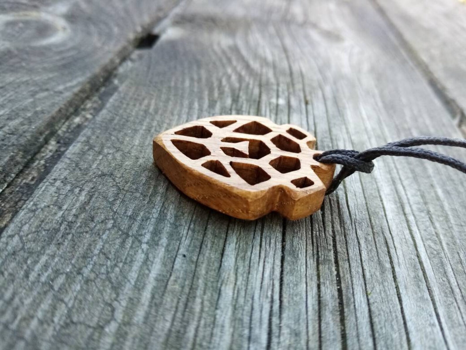 Bear Pendant Necklace Geometric Bear Necklace Pendant Wooden | Etsy UK