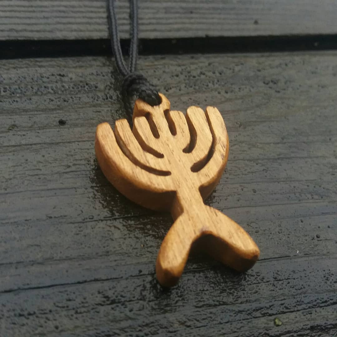 Menorah Pendant Menorah Necklace Wooden Menorah Jewish - Etsy