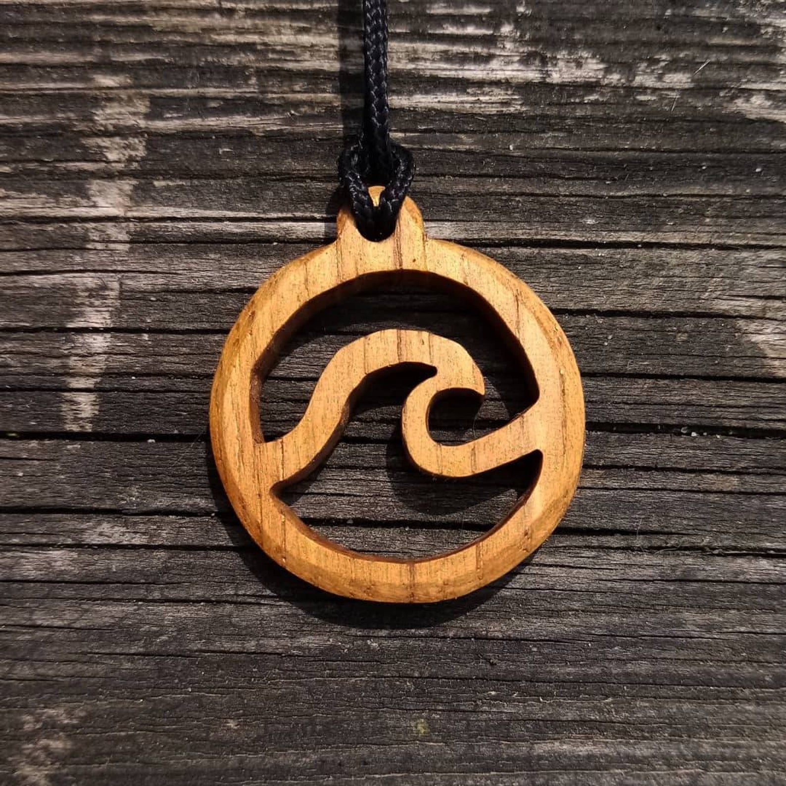 Wave Pendant Necklace, Summer Pendant Necklace, Wooden Pendant Necklace ...