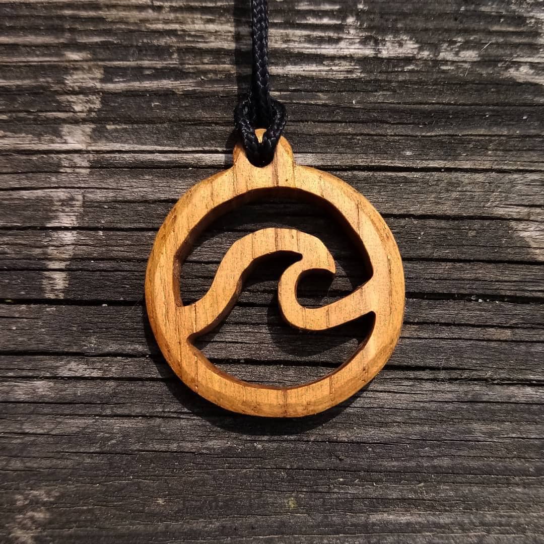 Wave Pendant Necklace, Summer Pendant Necklace, Wooden Pendant Necklace ...