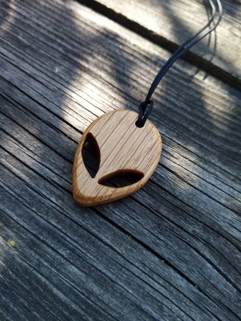 Alien Pendant Necklace Alien Head Wooden Alien Necklace - Etsy