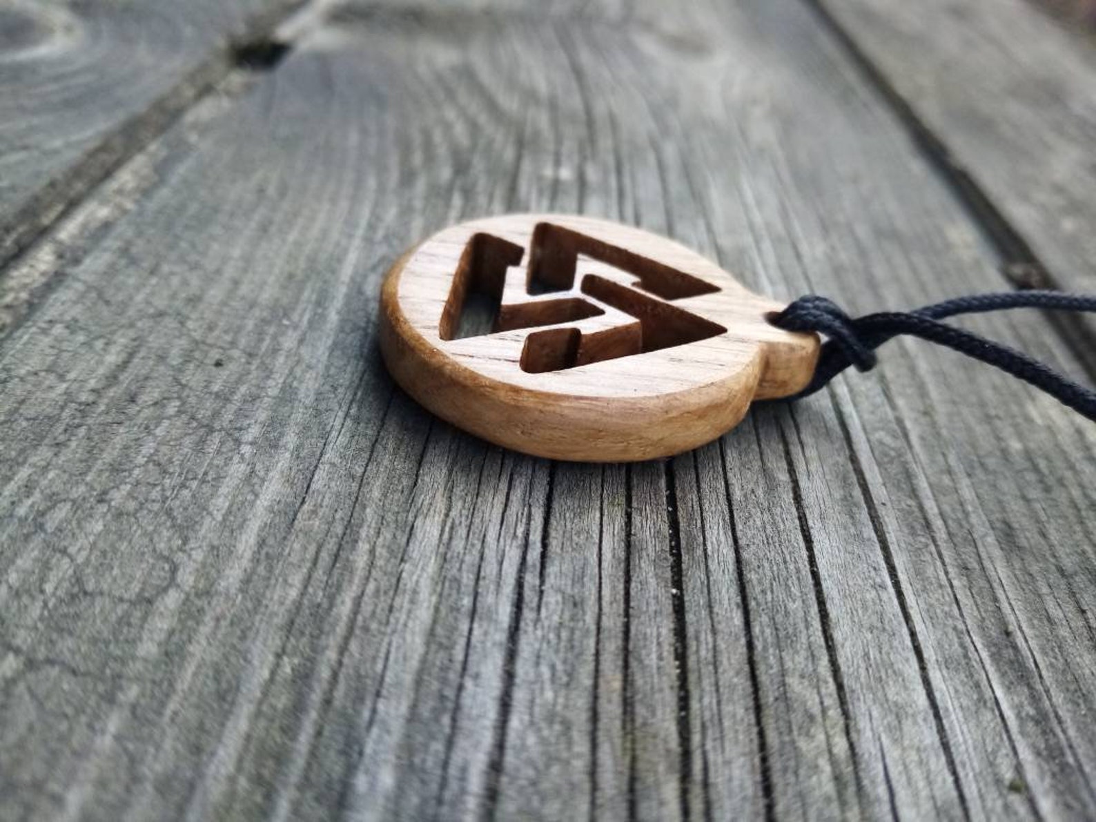 Valknut Pendant Necklace Wooden Valknut Pendant Viking - Etsy UK