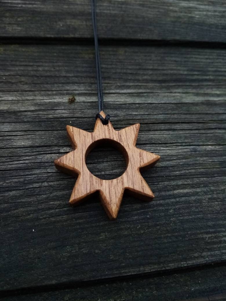 Sun Pendant Necklace Simple Sun Pendant Necklace Wooden Sun - Etsy