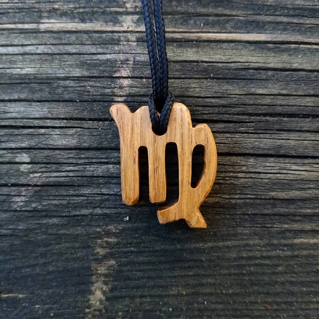 Virgo Pendant Necklace, Horoscope Sign Pendant Necklace, Wooden Virgo ...