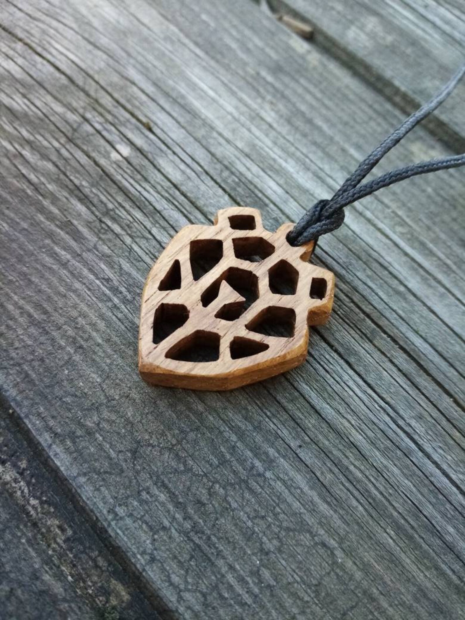 Bear Pendant Necklace Geometric Bear Necklace Pendant Wooden | Etsy UK