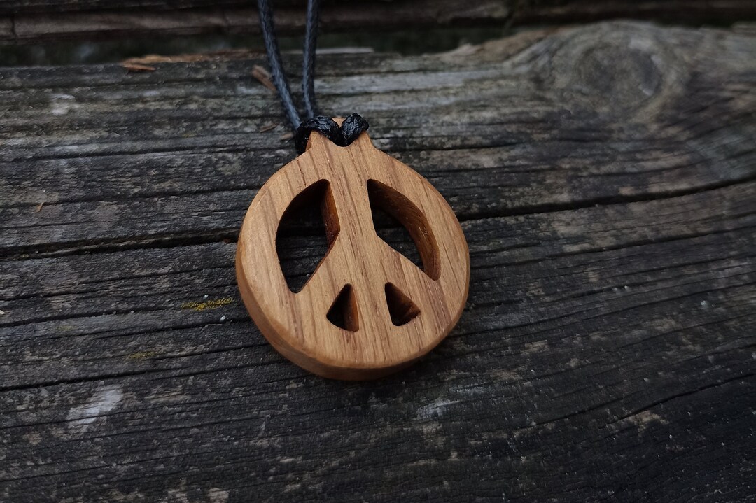 Peace Necklace Pendant, Peace Sign Necklace, Wooden Peace Sign, Hippy ...