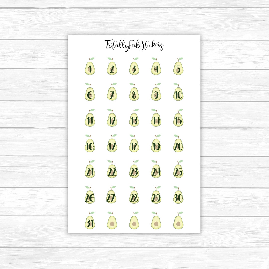 DC-2 // Avocado Number Planner Stickers - Etsy