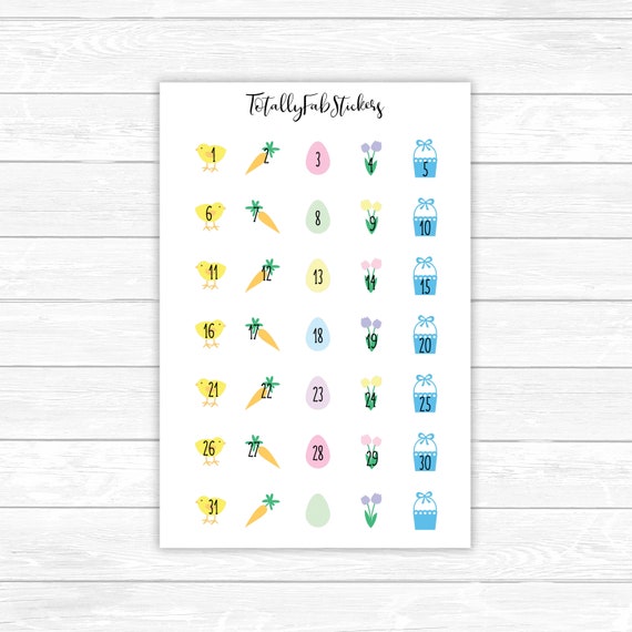 DC-15 // Easter Themed Number Planner Stickers | Etsy