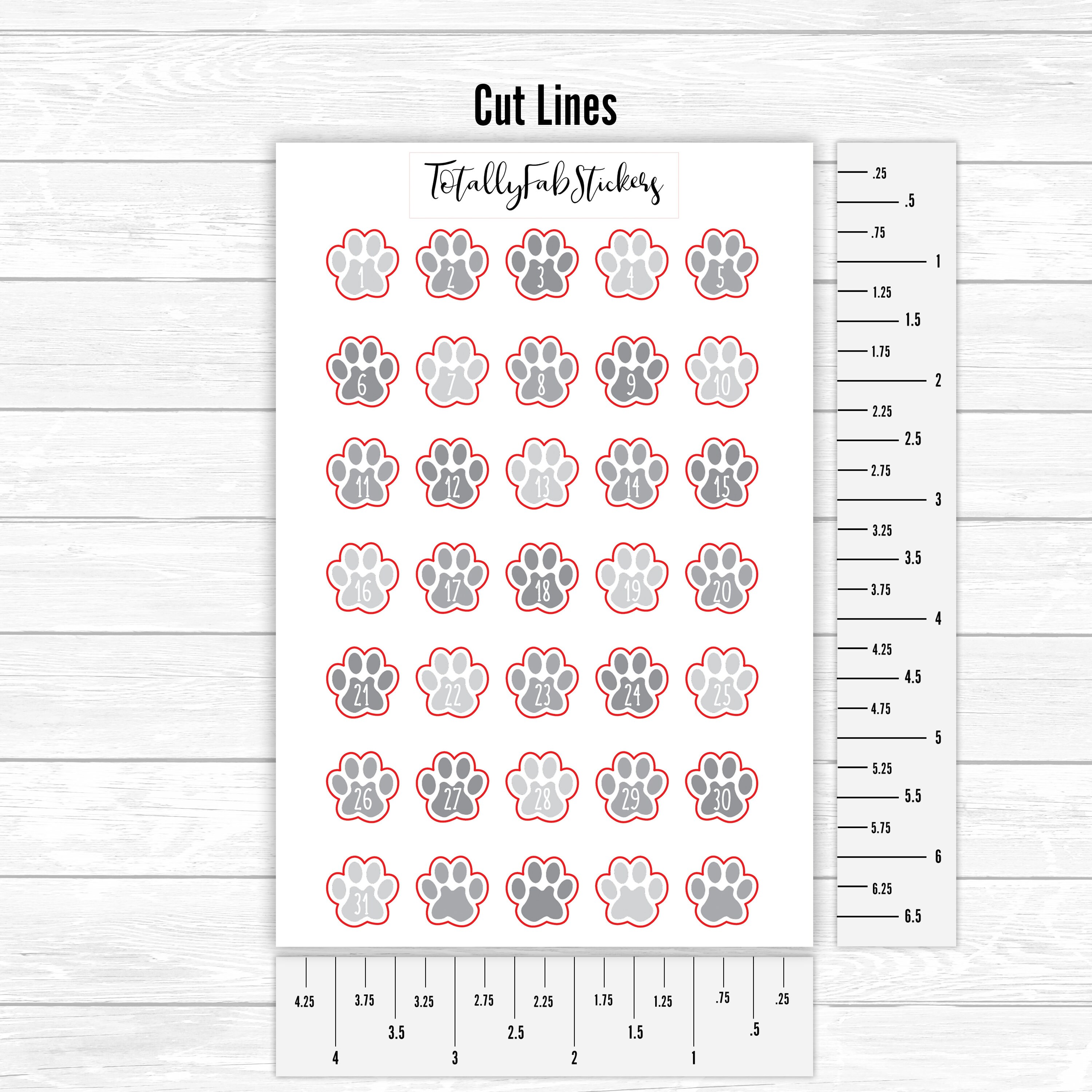 DC-27 // Paw Number Planner Stickers | Etsy