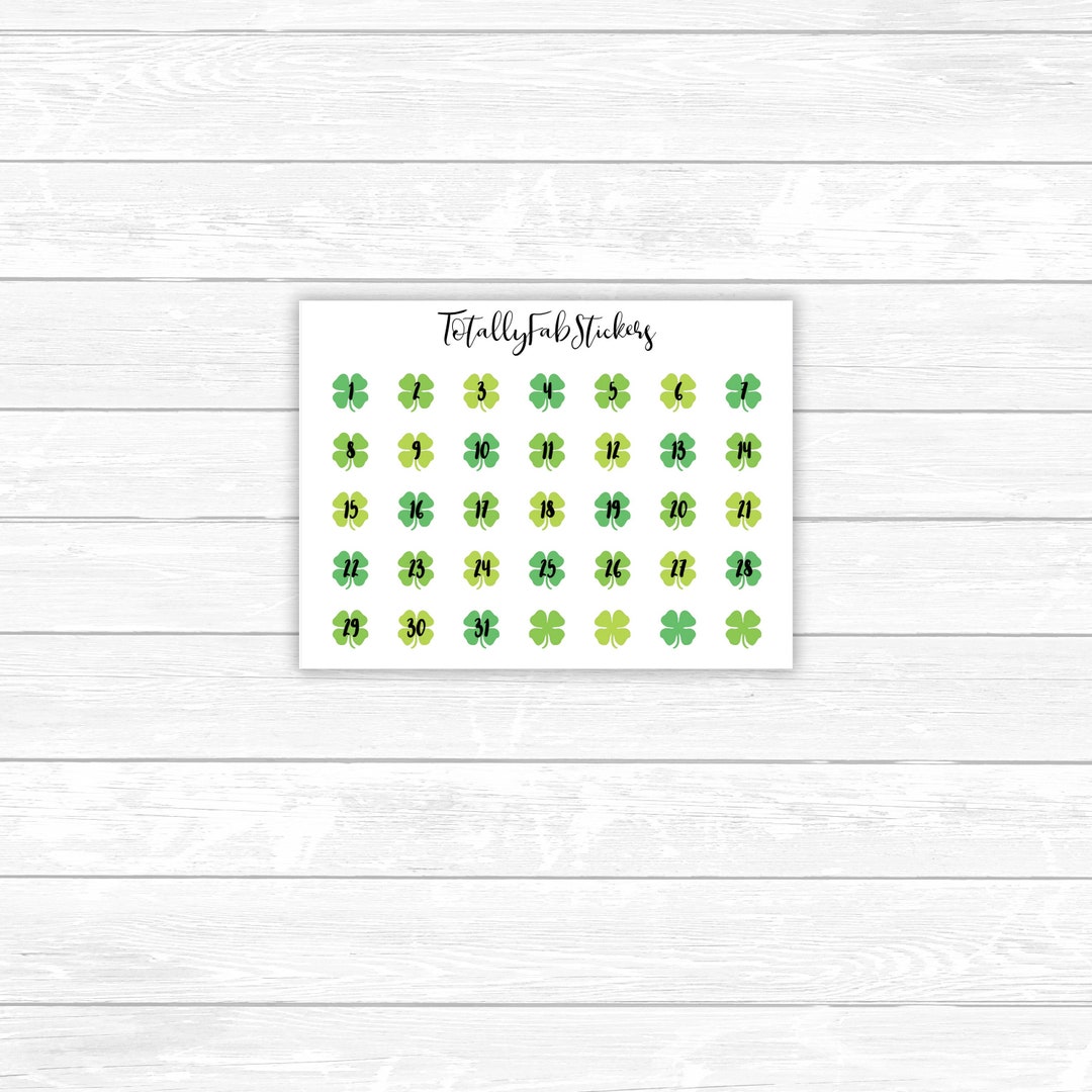 DC-37 // Small Four Leaf Clover Number Planner Stickers - Etsy