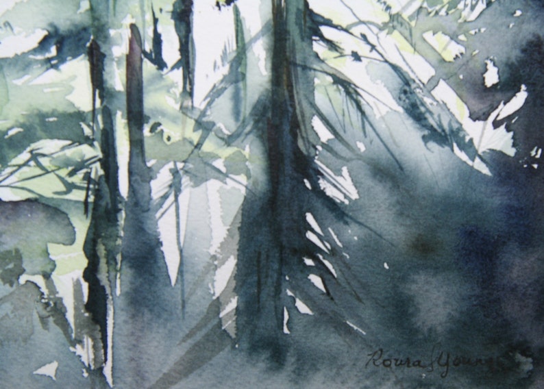 Original Watercolor Pines Mountain Forest Fine Art Contemporary ...