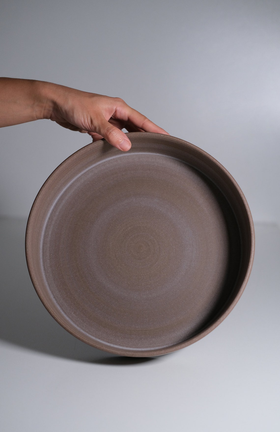 Set of 2 Handmade Stoneware Ceramic Bowls / Chestnut Brown Bowls / Big ...