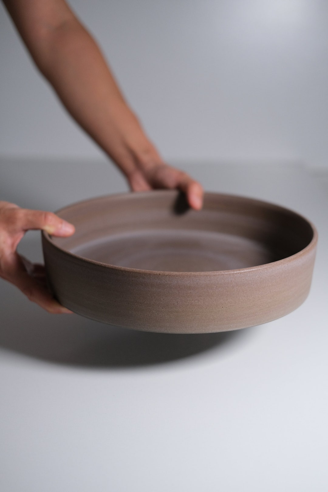 Set of 2 Handmade Stoneware Ceramic Bowls / Chestnut Brown Bowls / Big ...