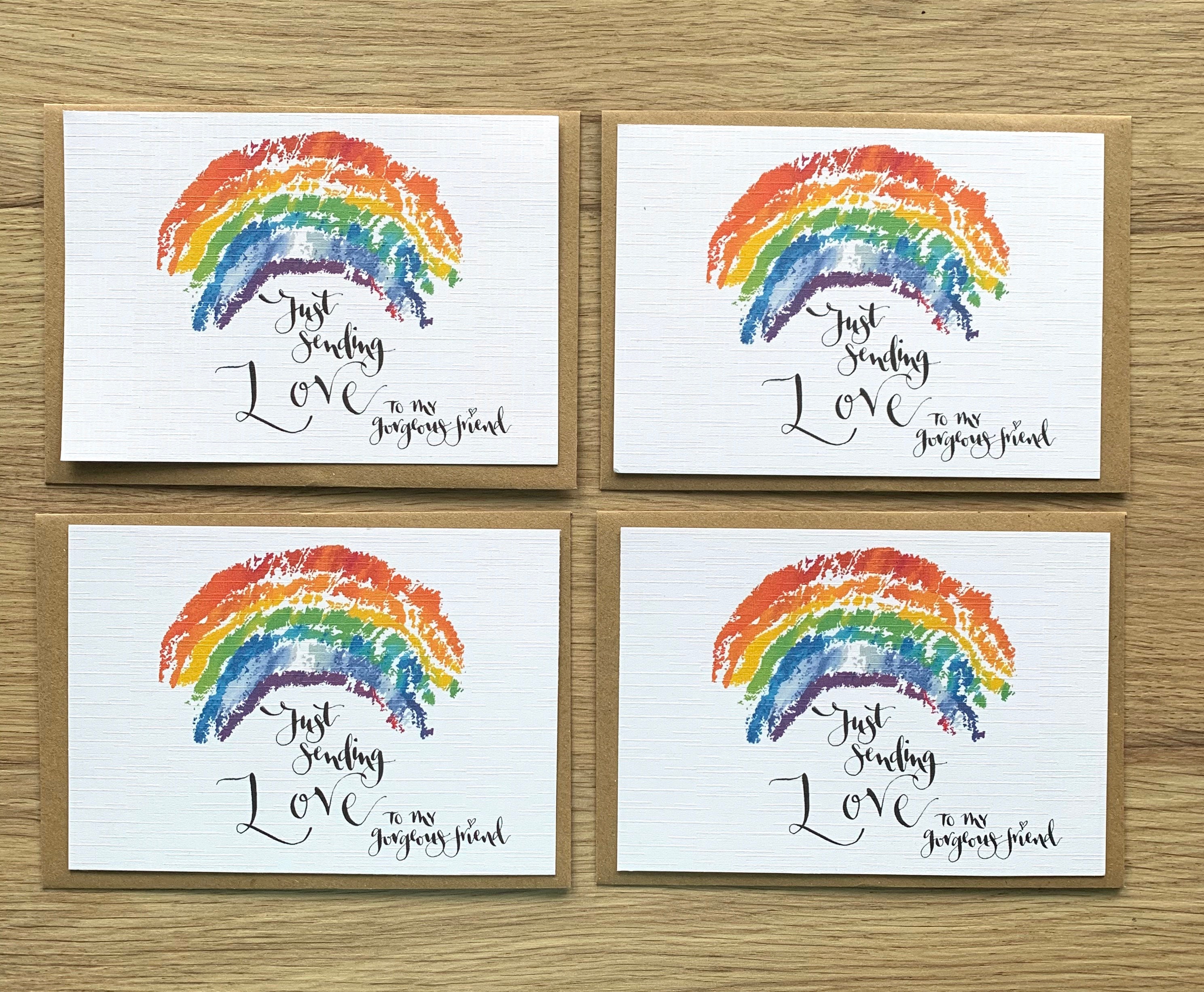 Sending Love Rainbow Postcards Gorgeous Friend Positivity - Etsy UK