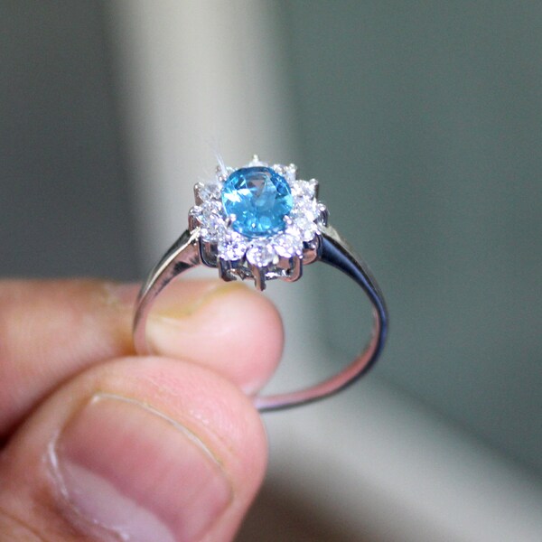 Blue Zircon Ring - Etsy