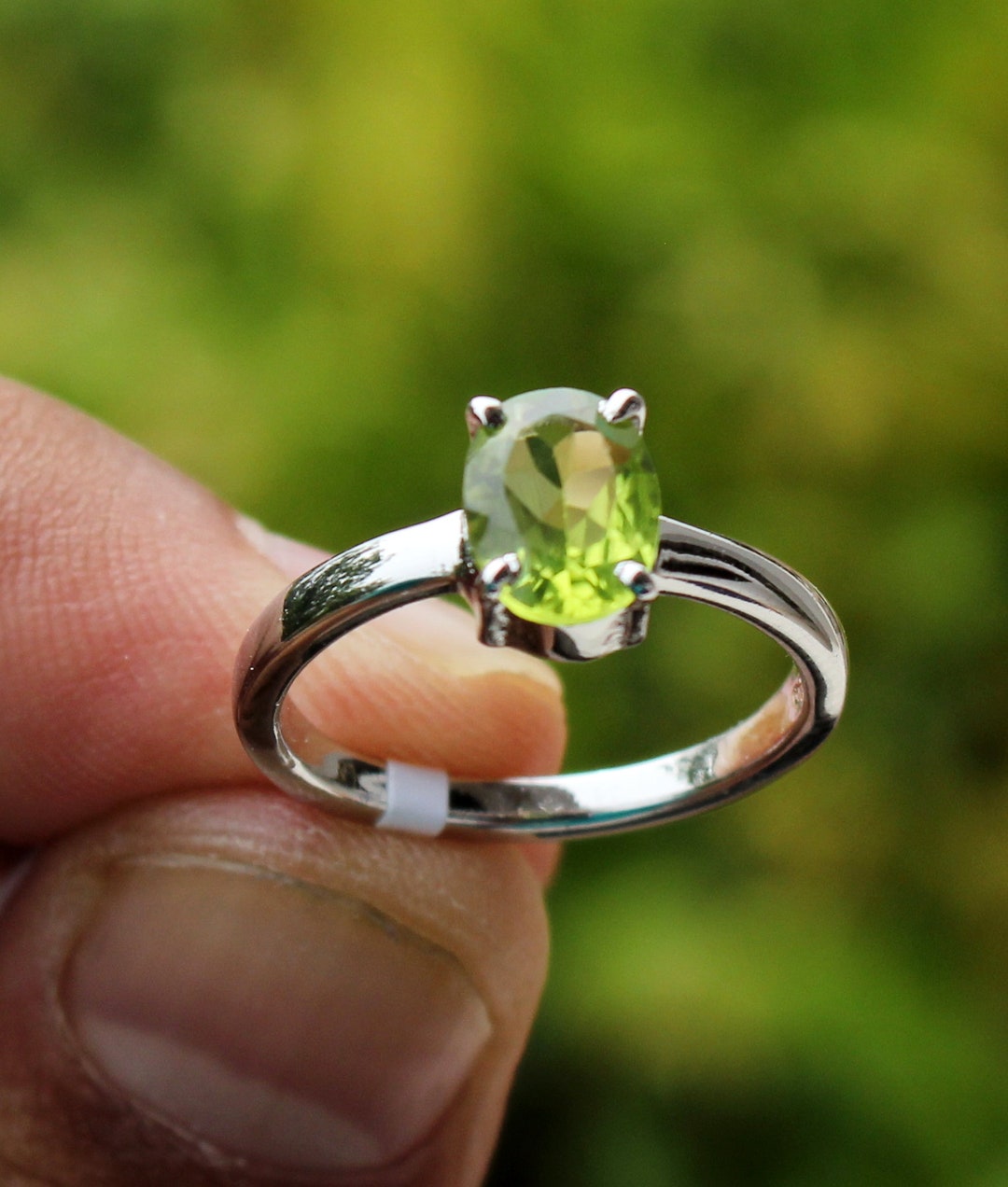 6X8 Natural Peridot Gemstone Ring 925 Solid Sterling Silver - Etsy
