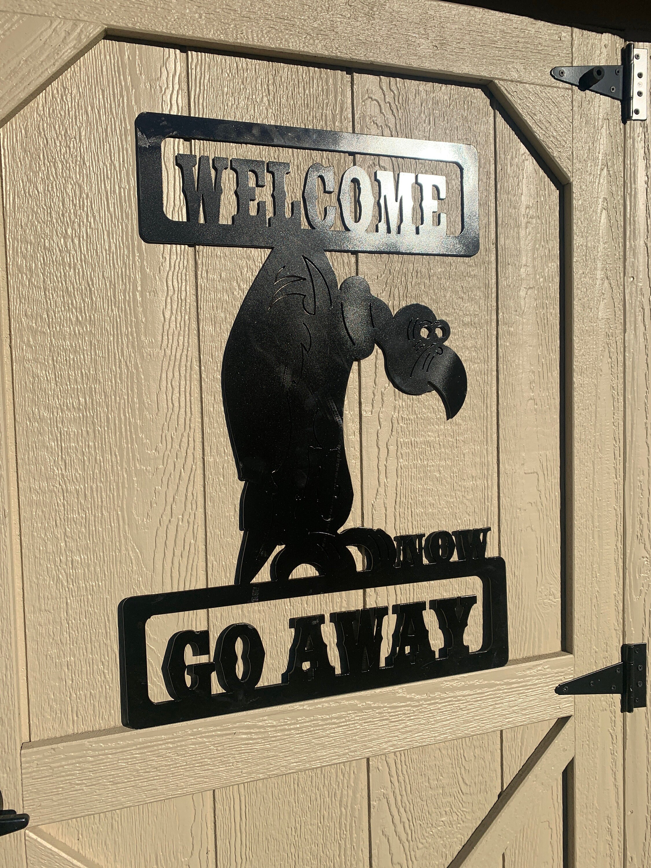 Metal Welcome sign Welcome Go away door hanger front porch | Etsy