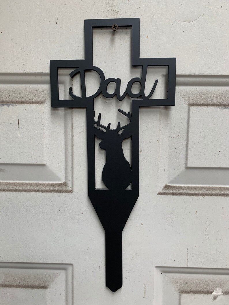 Memorial Cross Stake Metal Grave Marker Hunter in Memory - Etsy