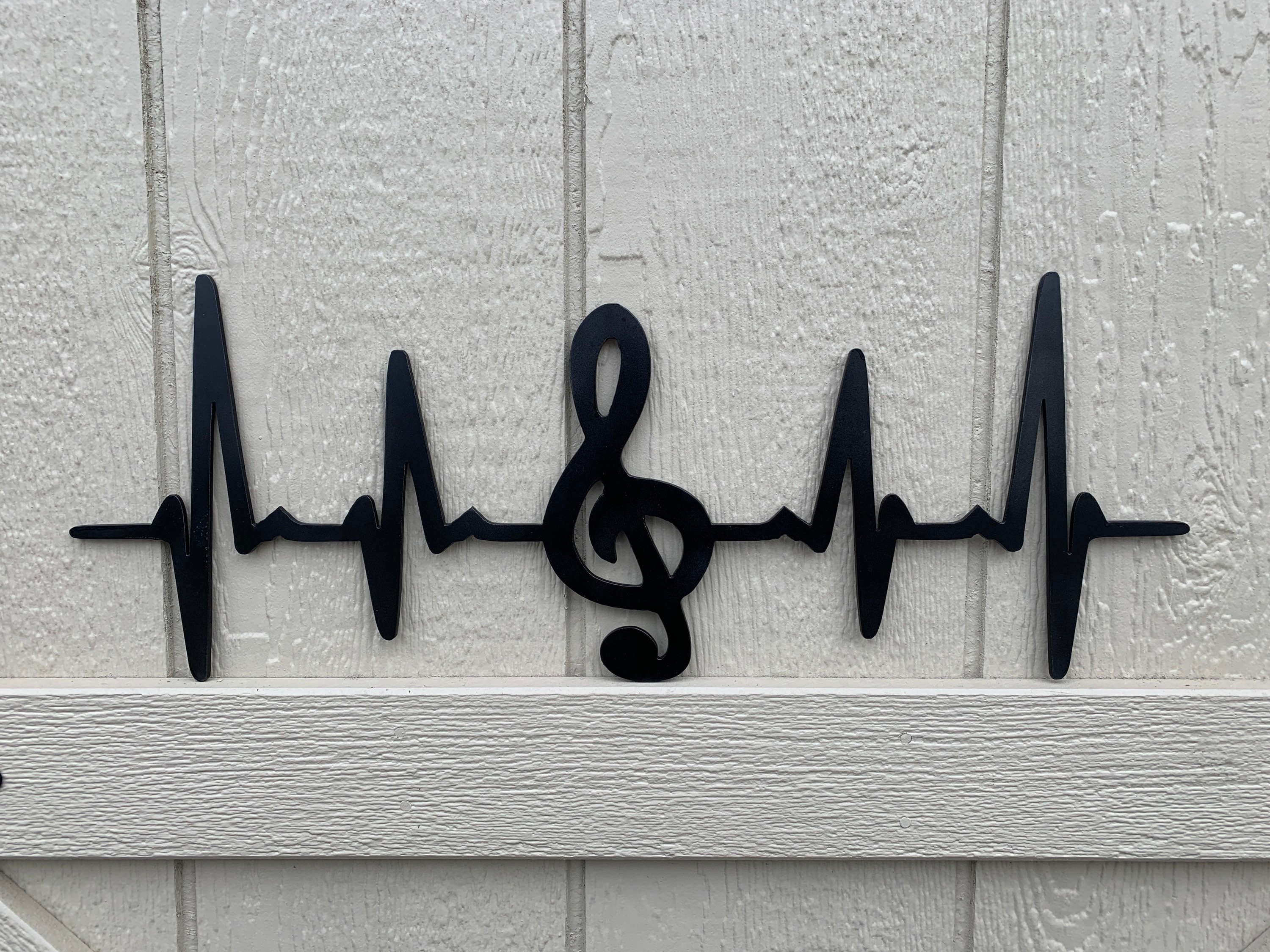 Music symbol EKG line heartbeat music decor musician gift | Etsy