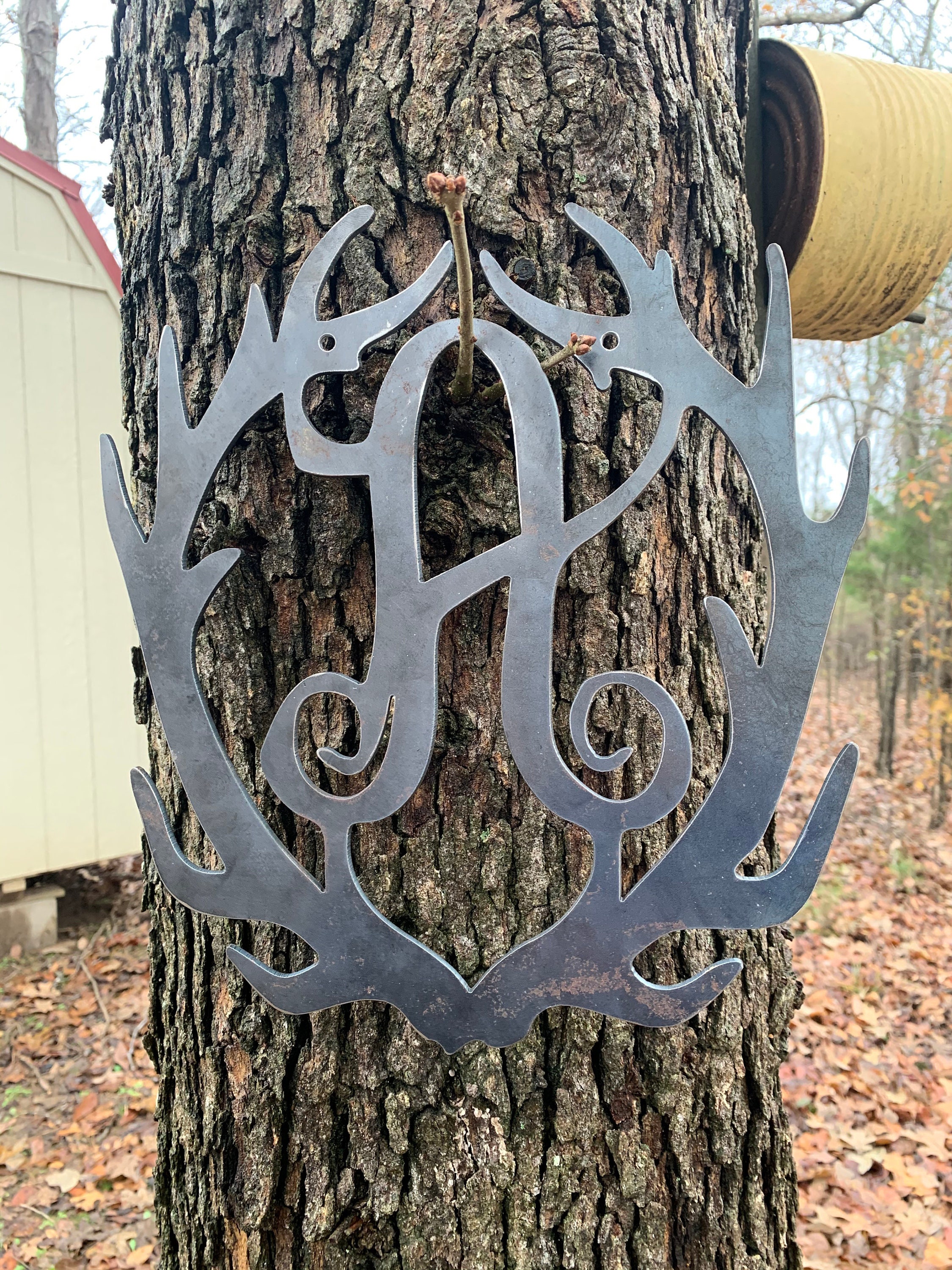 Monogram Antler Decor Hunting Decor Door Hanger Outdoor | Etsy