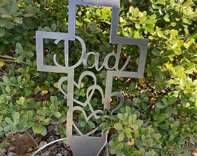 Memorial Cross Stake Heart Cemetery Stake Metal Grave - Etsy