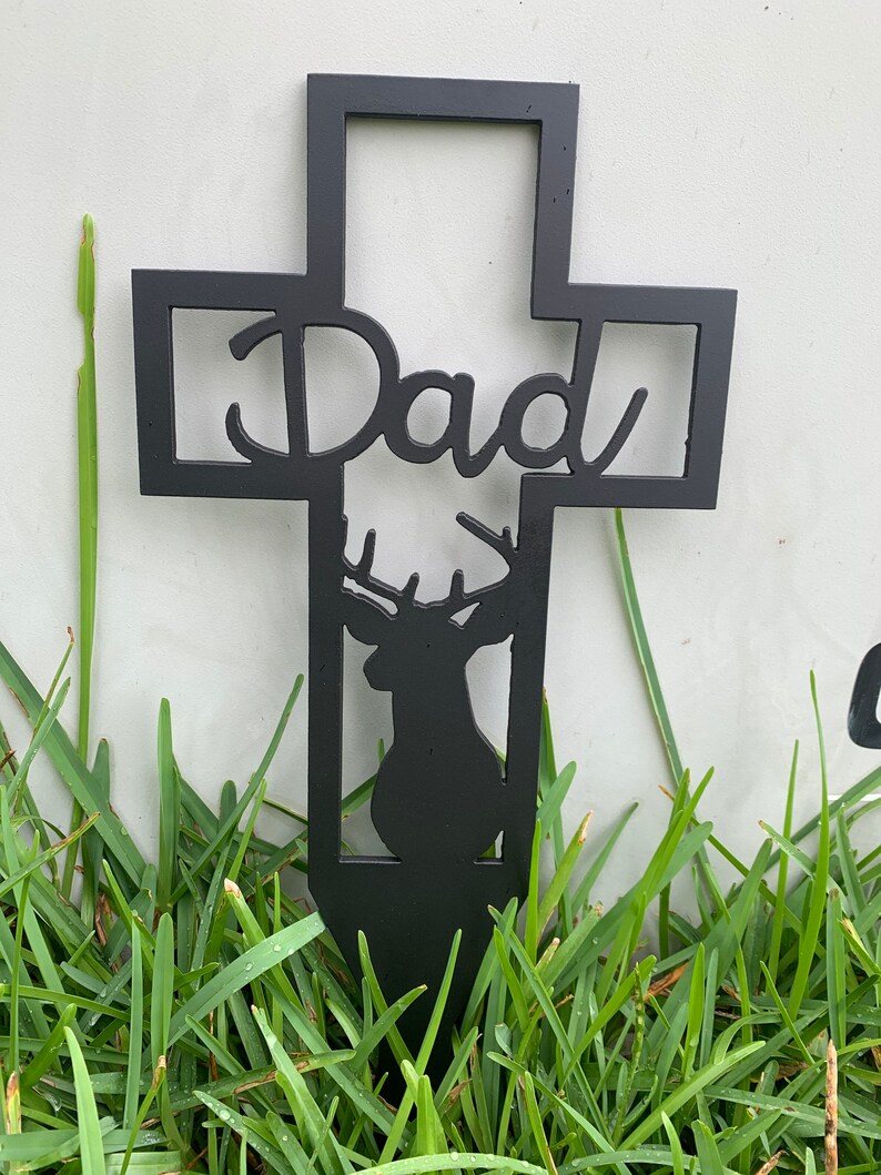 Memorial Cross Stake Metal Grave Marker Hunter in Memory - Etsy